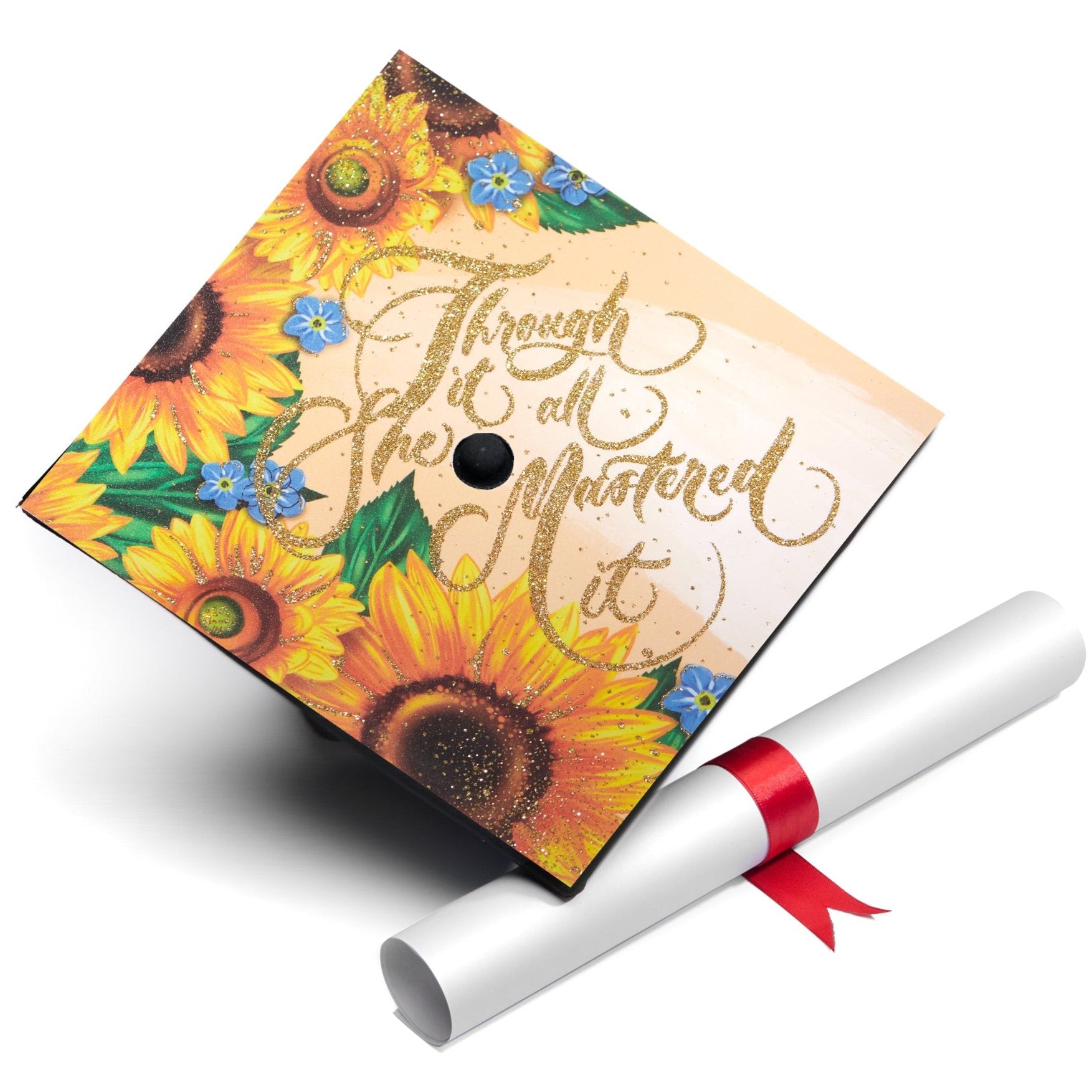 Graduation Cap Topper, Through it All she Mastered it, Graduation Cap ...