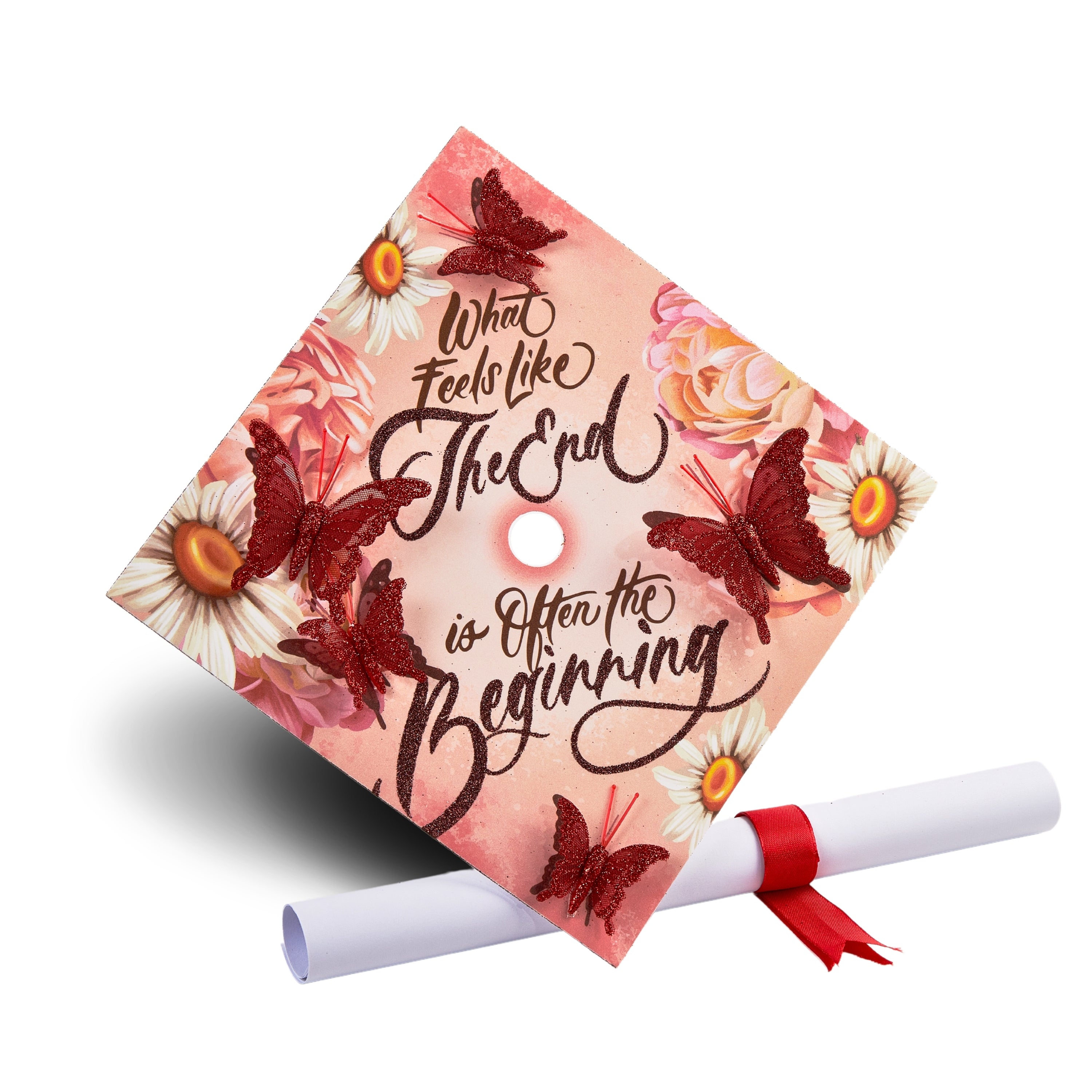 Butterfly Graduation Cap Topper, What Feels Like The end is Often The ...