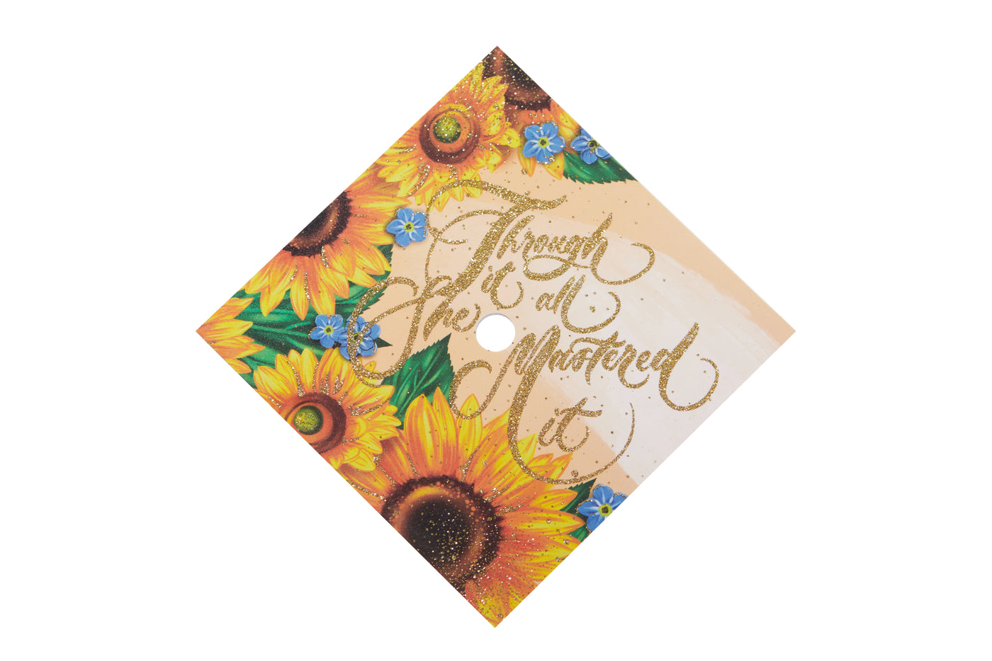 Graduation cap topper art print, Through it all she mastered it – Once ...